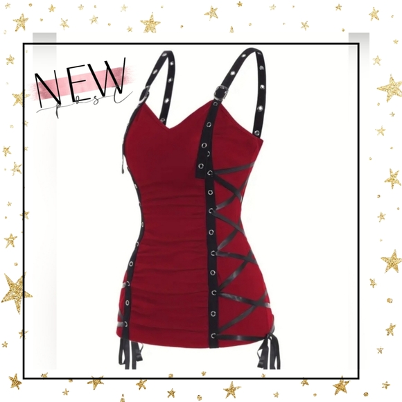 Unbranded | Tops | New Punk Laceup Side Cami Top Y2k Contrast Strap ...